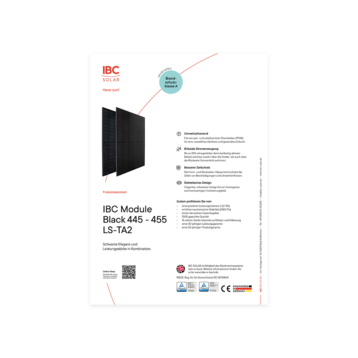 IBC Module Black 445, 450, 455 LS-TA2 - IBC Solar AG Artikelkatalog